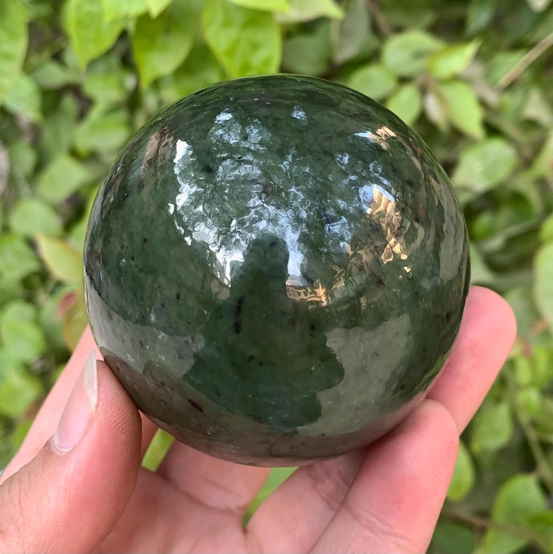 488g Best Quality Green Nephrite Jade, Nephrite Jade, Nephrite Sphere ...