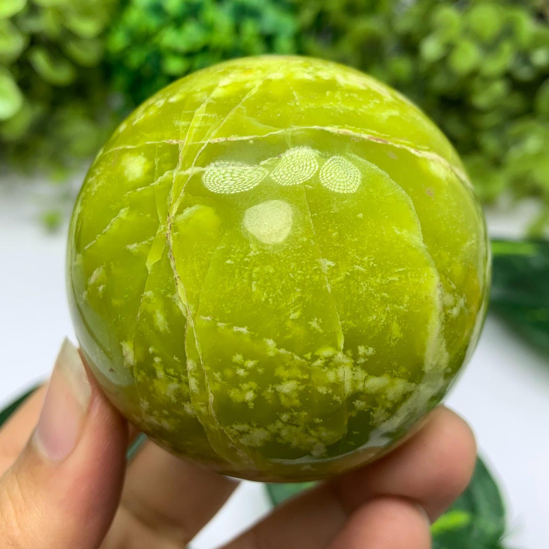 365g Beautiful Yellow Serpentine Sphere, Serpentine Sphere, Yellow ...