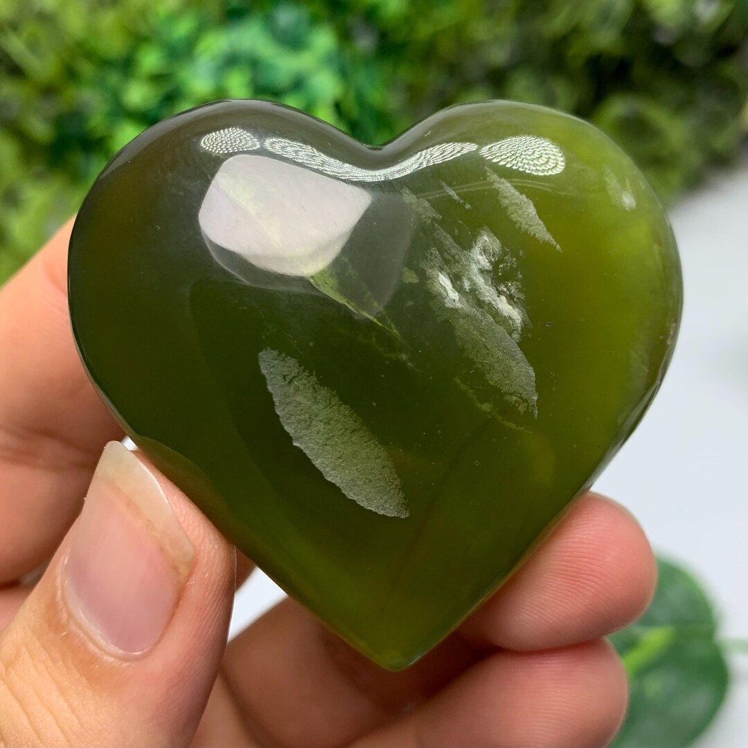 75g AAA Quality Transparent Jade Heart Stone, Jade Green Heart Stone ...