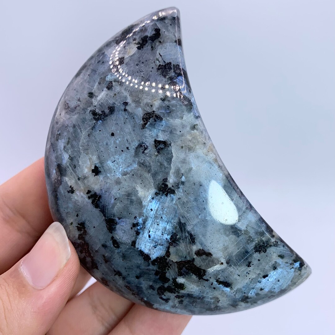 174g Nice Quality Rainbow Grey Larvikite Moon, Larvikite Stone Moon ...