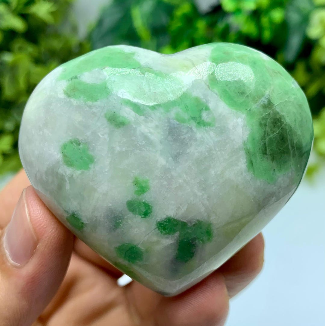 128g Beautiful Green Hydrogrossular Garnet Heart Stone, Hydrogrossular ...