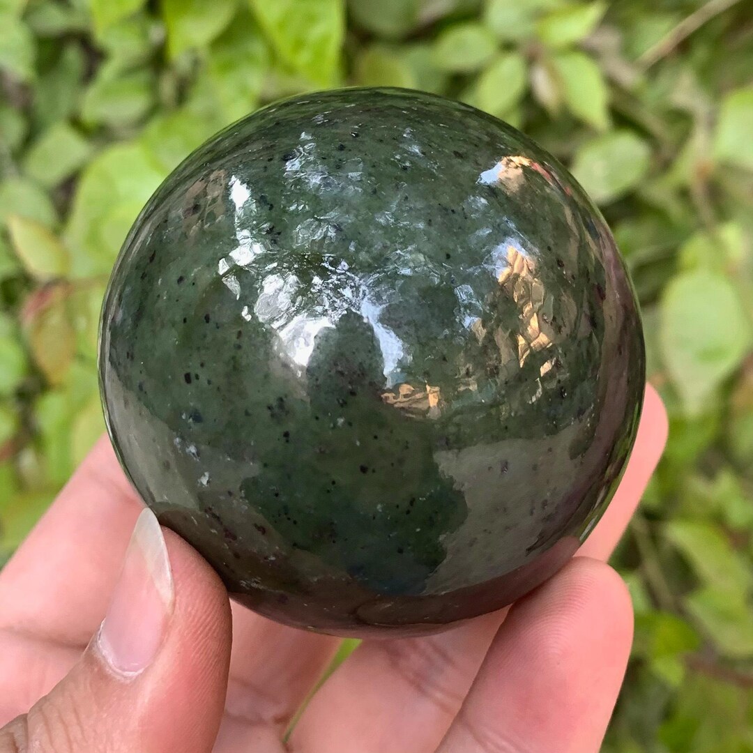 442g Top Quality Green Nephrite Jade, Nephrite Jade, Nephrite Sphere, Nephrite Jade Sphere, Jade ...