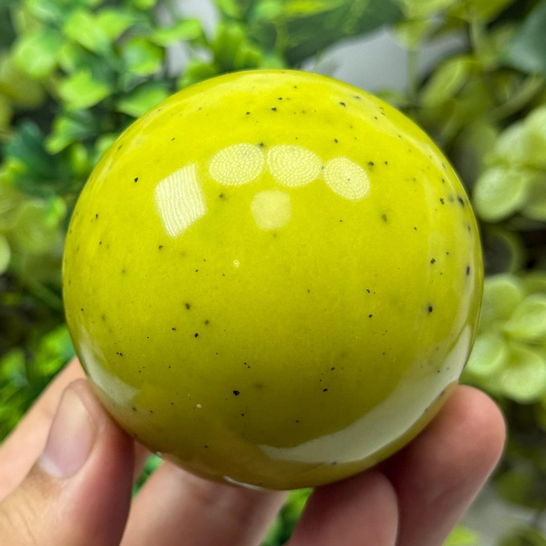 350g Yellow Serpentine Sphere, Serpentine Ball, Polished Serpentine ...