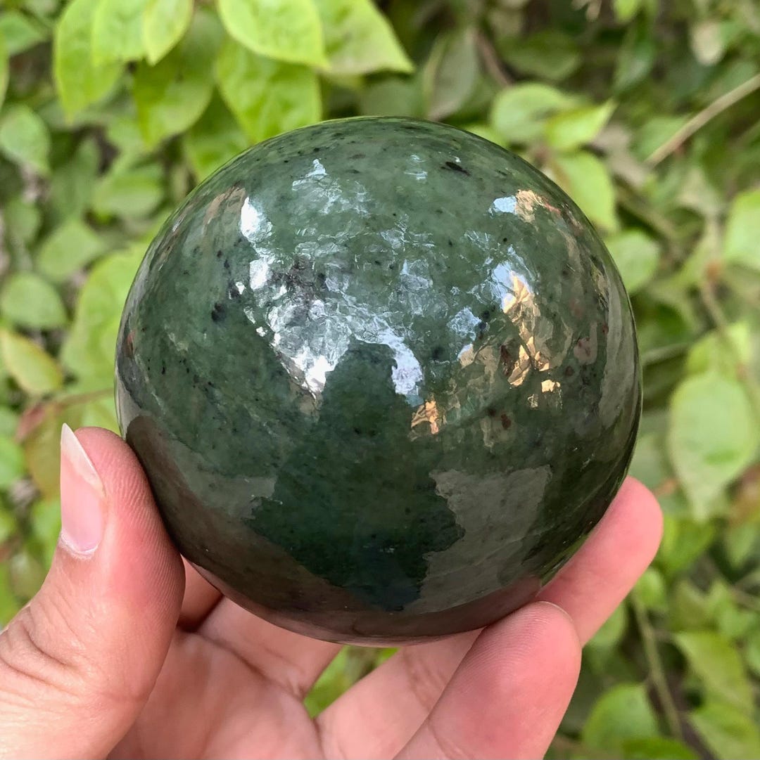 670g Top Quality Green Nephrite Jade, Nephrite Jade, Nephrite Sphere ...
