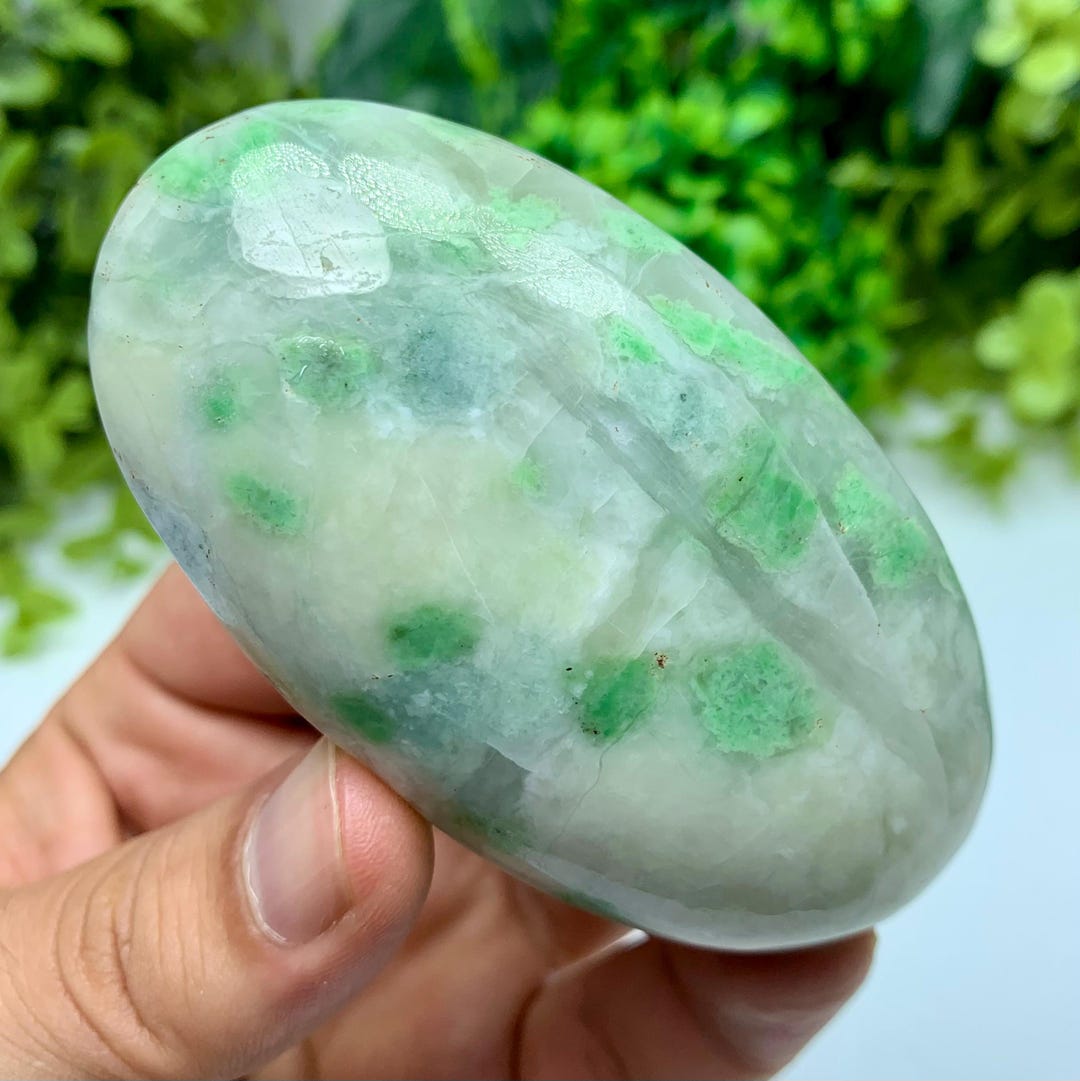 170g Beautiful Green Hydrogrossular Garnet Palm Stone, Hydrogrossular ...