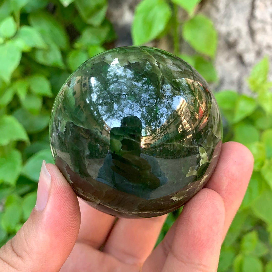 400g AAA Quality Green Nephrite Jade, Nephrite Jade, Nephrite Sphere ...