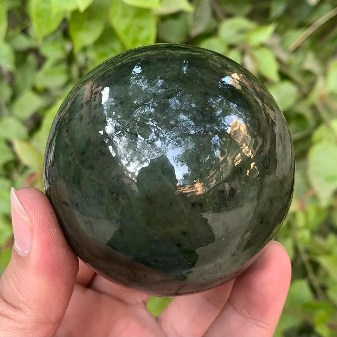 580g Best Quality Green Nephrite Jade, Nephrite Jade, Nephrite Sphere, Nephrite Jade Sphere ...