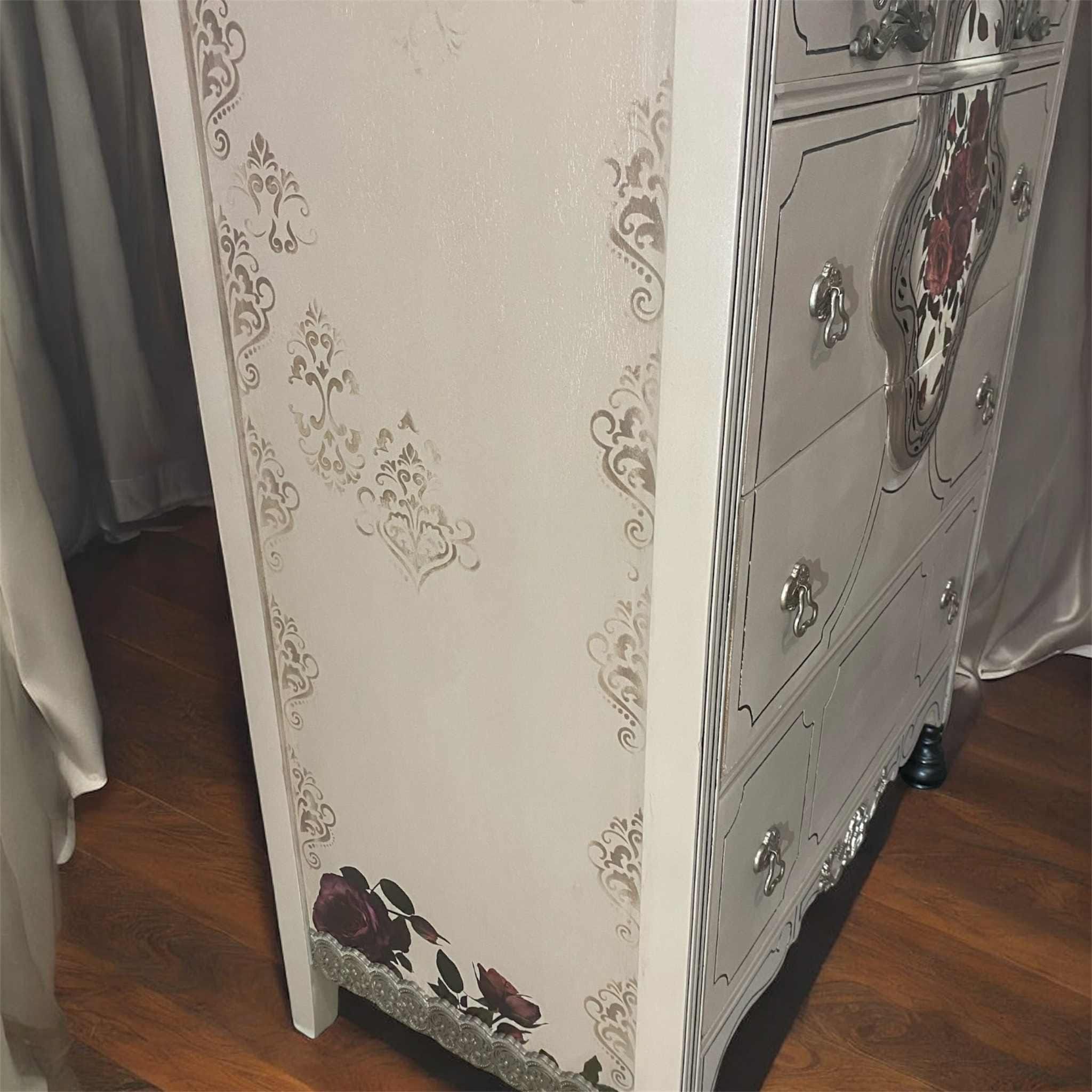 Vintage Full Bedroom Set: Hand-painted Highboy, Vanity, Headboard - Etsy