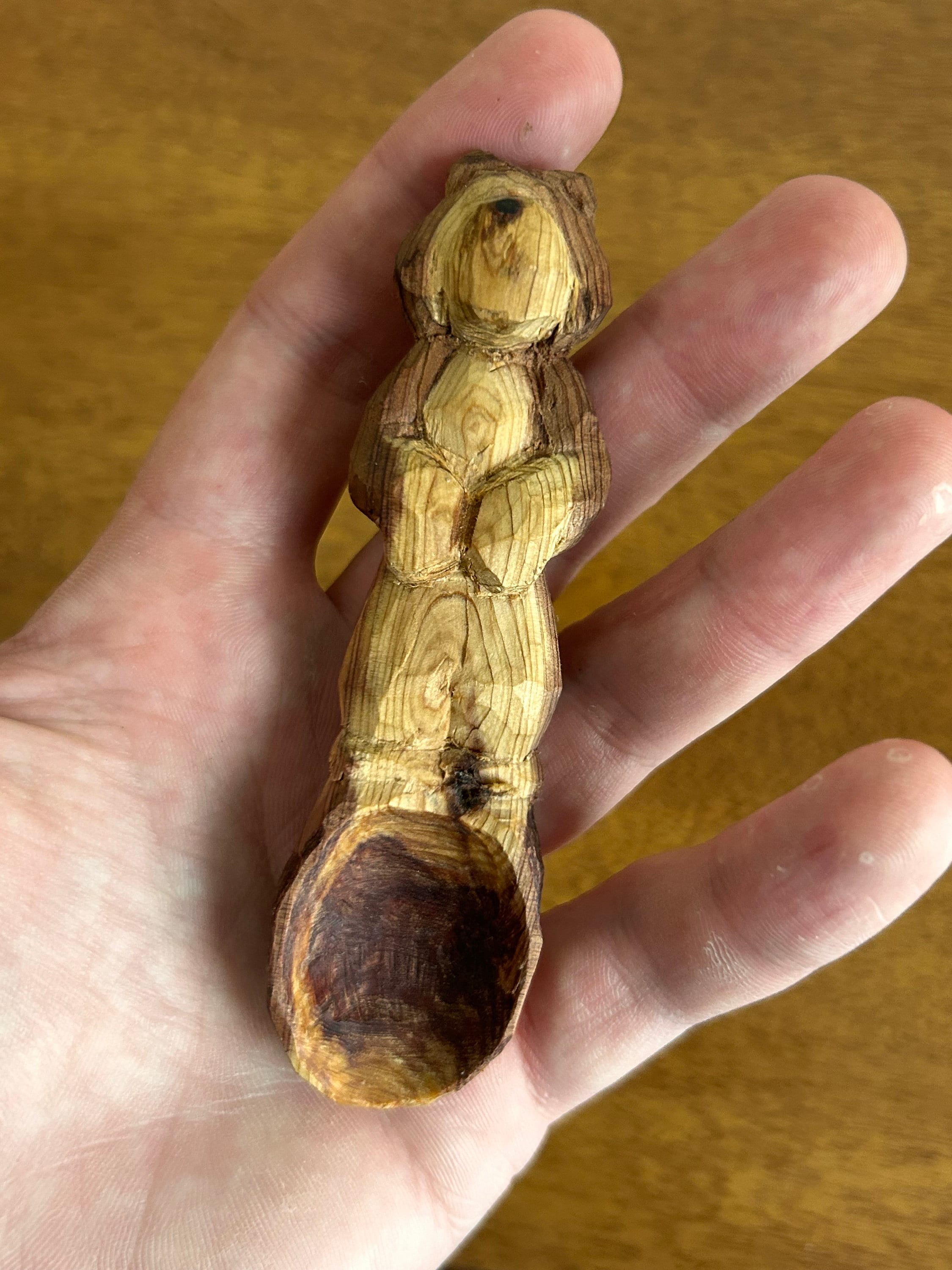 Hand Carved Wooden Bear Spoon Set - Etsy