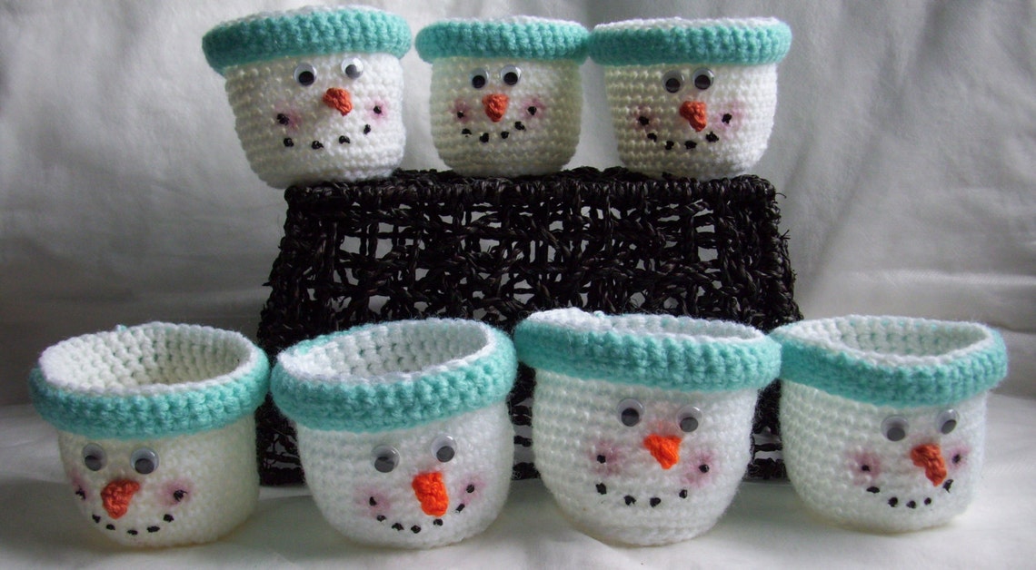 Puddle Snowman & Snowman Treat Pots...pdf Crochet Pattern - Etsy