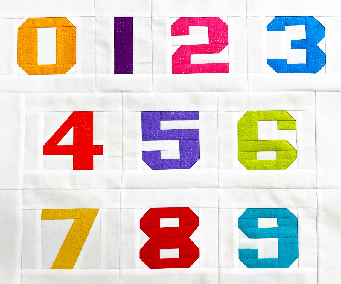 Foundation Pieced Numbers PDF Pattern With Resizing Information - Etsy