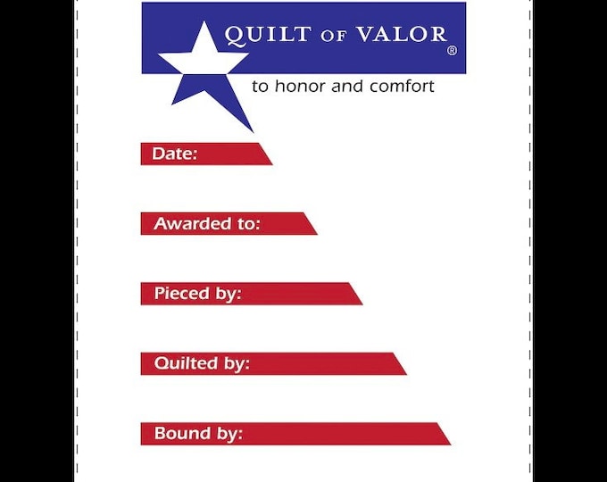Quilts of Valor Star Beam Quilt Label -- Free Shipping - Etsy