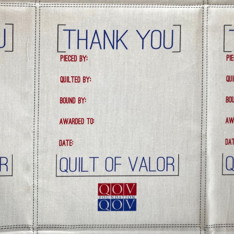 Quilts of Valor Thank You Quilt Label free Shipping - Etsy