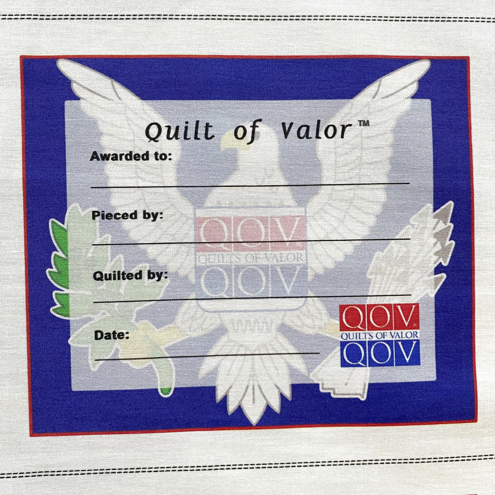 Quilts of Valor Bald Eagle Quilt Label free Shipping | Etsy