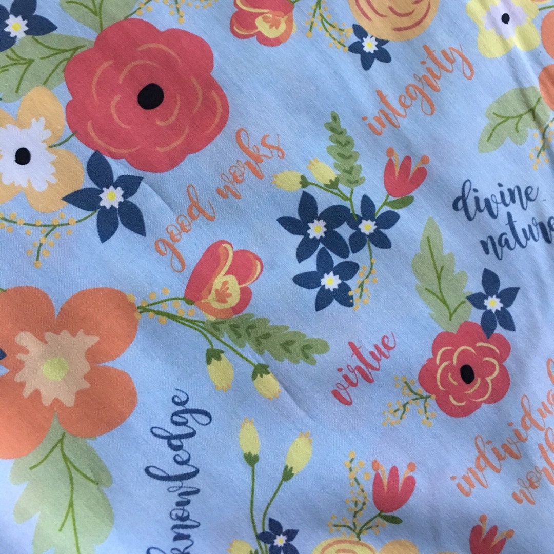 56" Wide Fabric -LDS Young Women's Values Floral Fabric by April Cobb ...