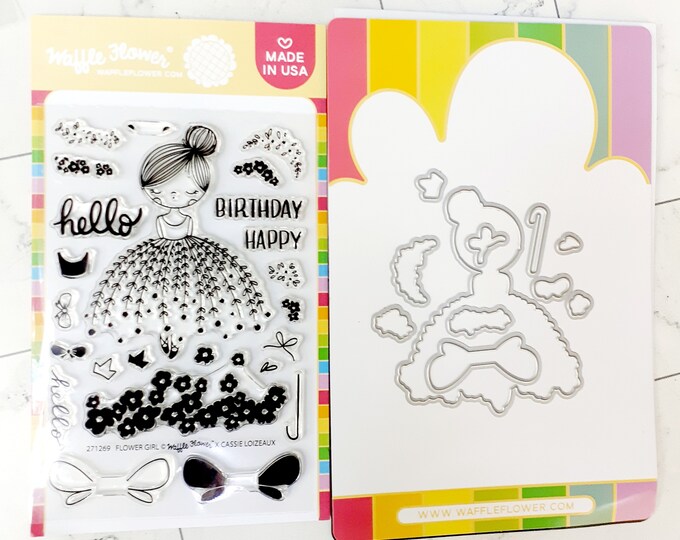 Flower Girl Stamp and Die Combo Waffle Flower, Flower Girl Stamp Set ...