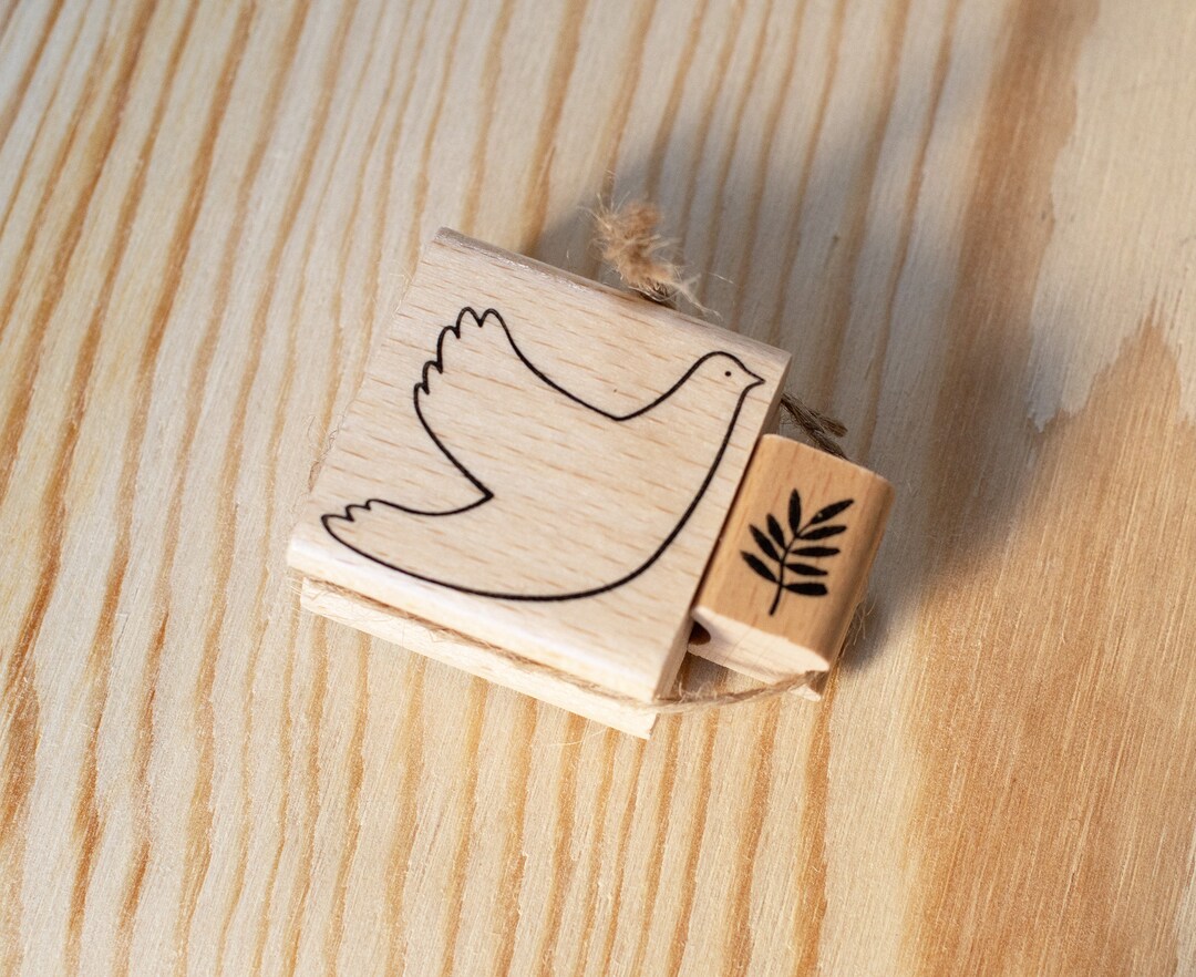 Dove With Olive Branch Peace Dove Wooden Stamp Stamp Set - Etsy