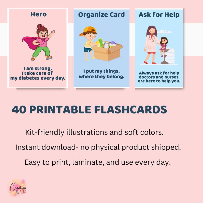 ADHD T1D Kids Flashcards, Visual Routine Cards for Diabetes Care ...