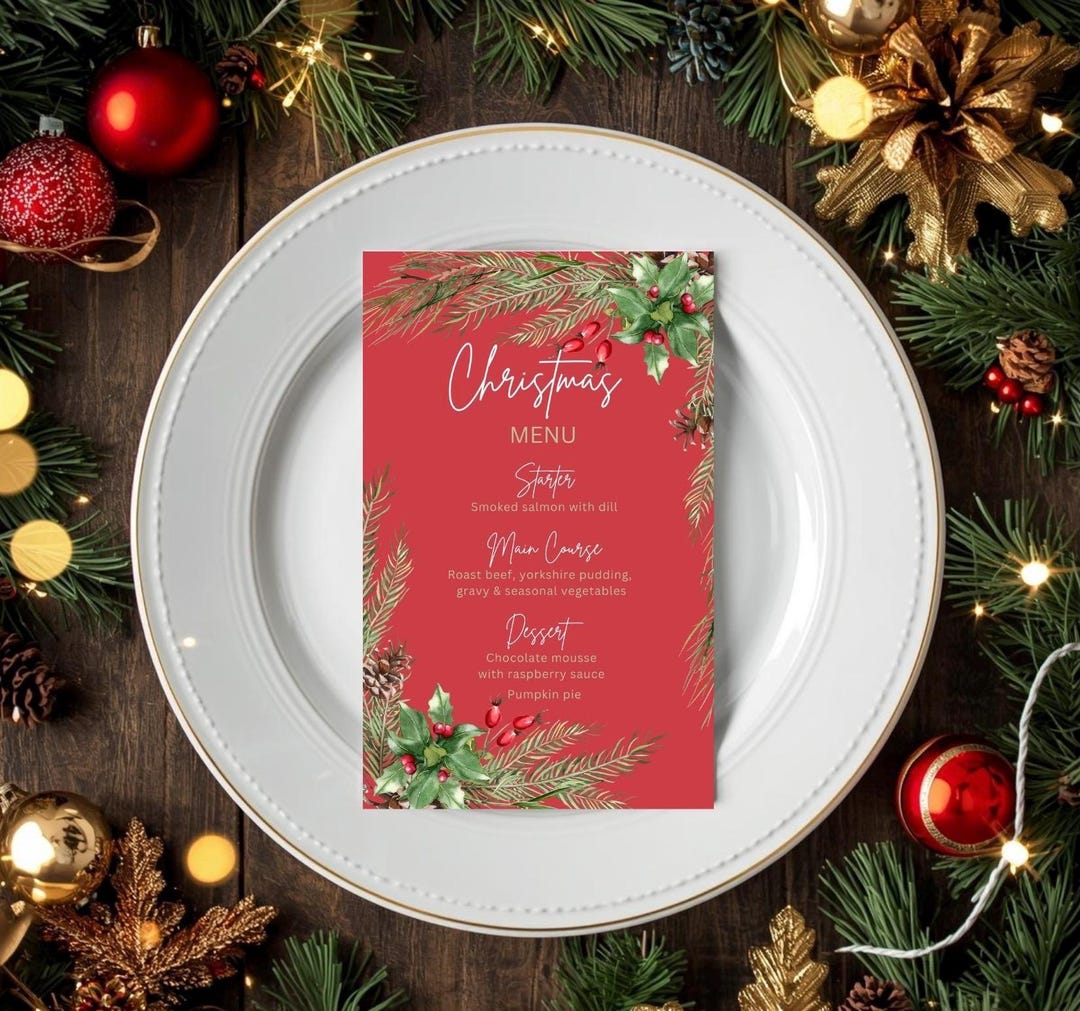Personalized Christmas Menu Card • 5x7 Printable (digital Download) - Etsy