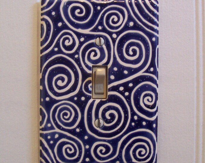Blue Spiral Ceramic Switch Plate - Etsy
