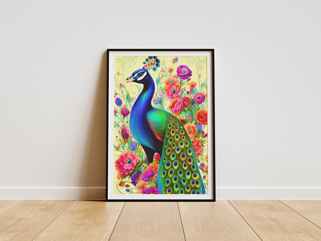 Peacock Illustration, Peacock Posters, Peacock Prints, Colourful ...