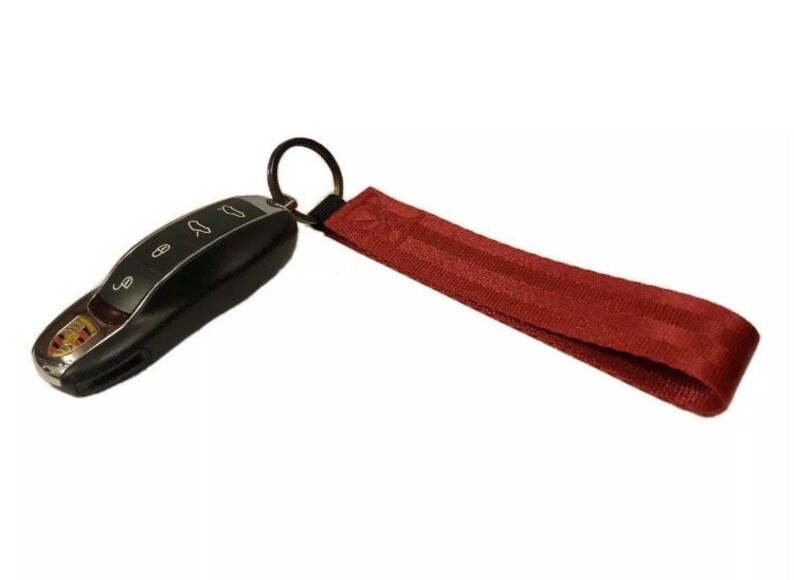 Porsche 911 GT3RS RED Door Pull Style Keychain Seatbelt Strap Titanium ...