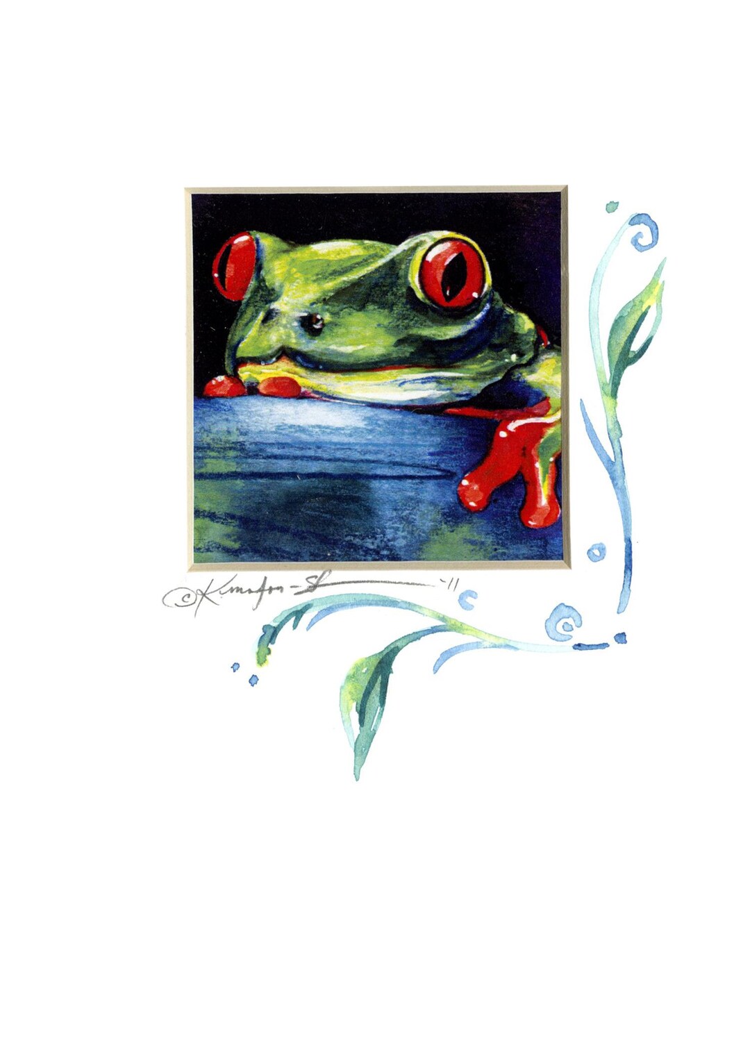 Hand Embellished Tree Frog Print From Original Painting FRAME Ready by ...