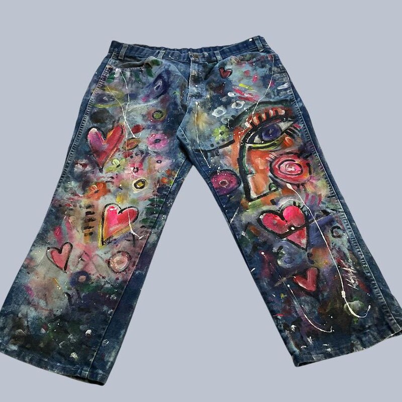 Hand Painted Jeans - Etsy