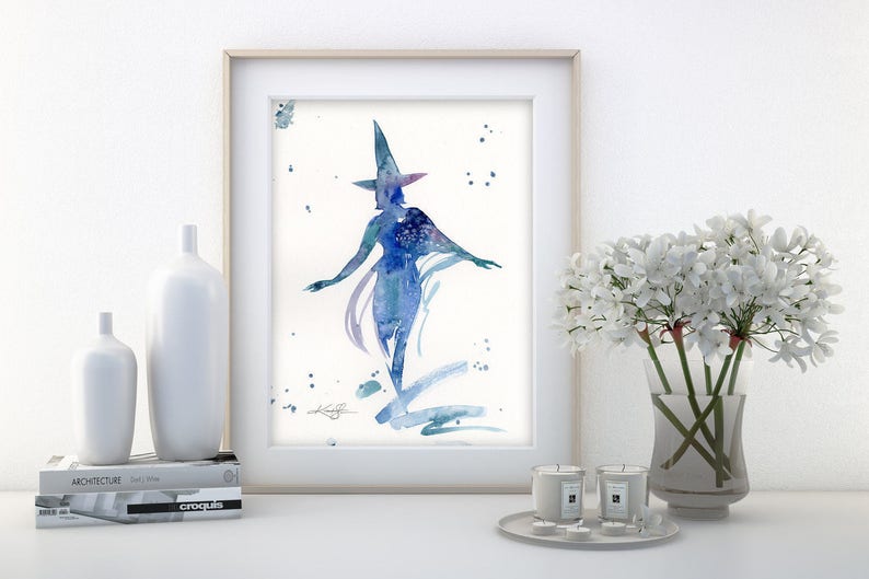Abstract Goddess Witch Watercolor Painting Original Art - Etsy