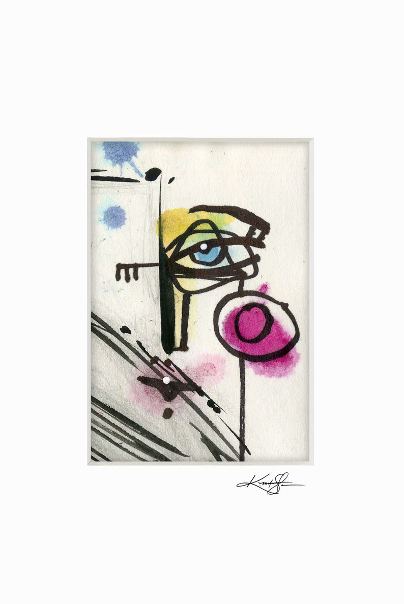 Abstract Face Painting in Mat Frame Ready Small Art Gift - Etsy