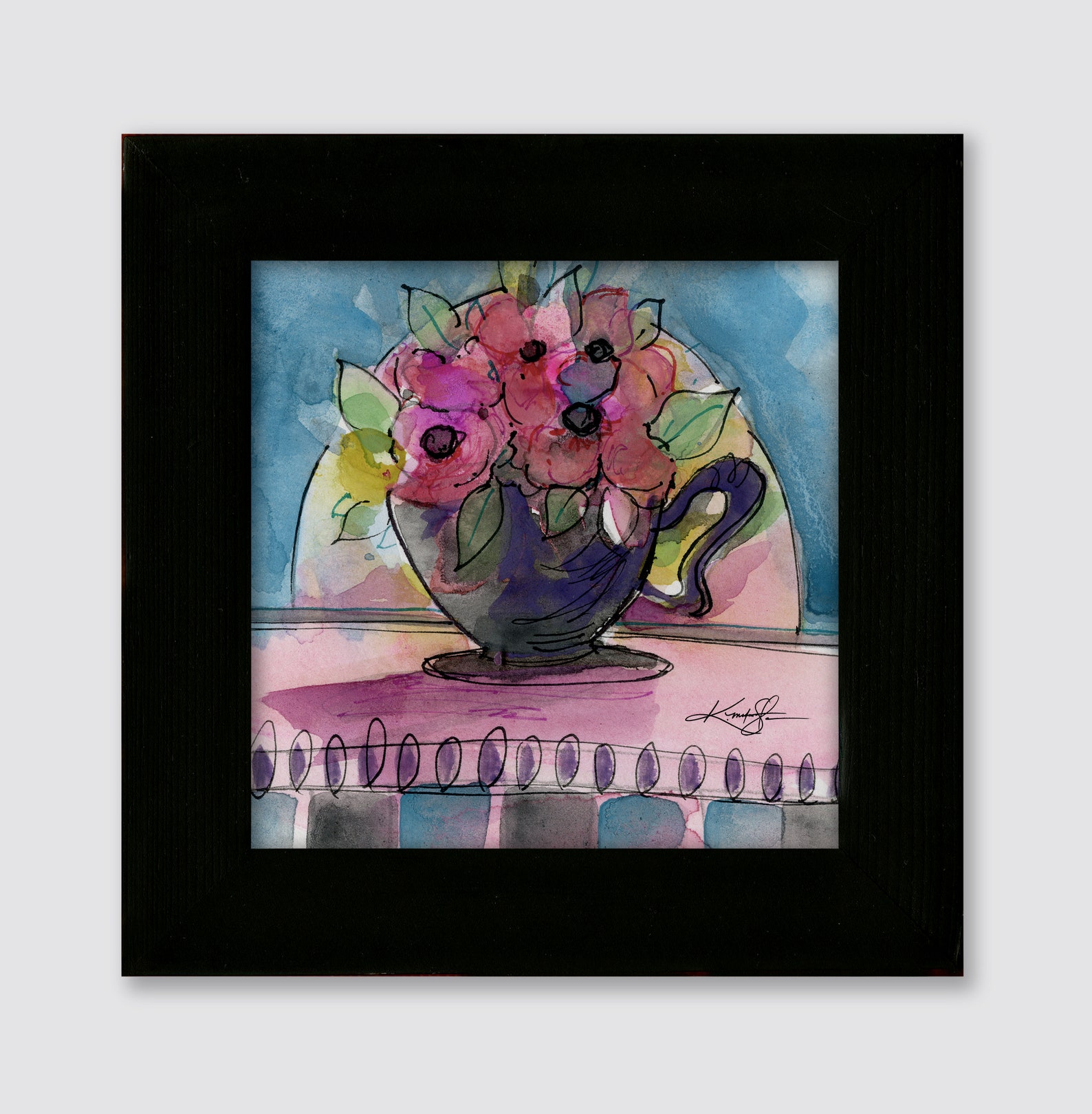 4x4 Framed Art Flowers 2019 47 Watercolor Floral Painting | Etsy