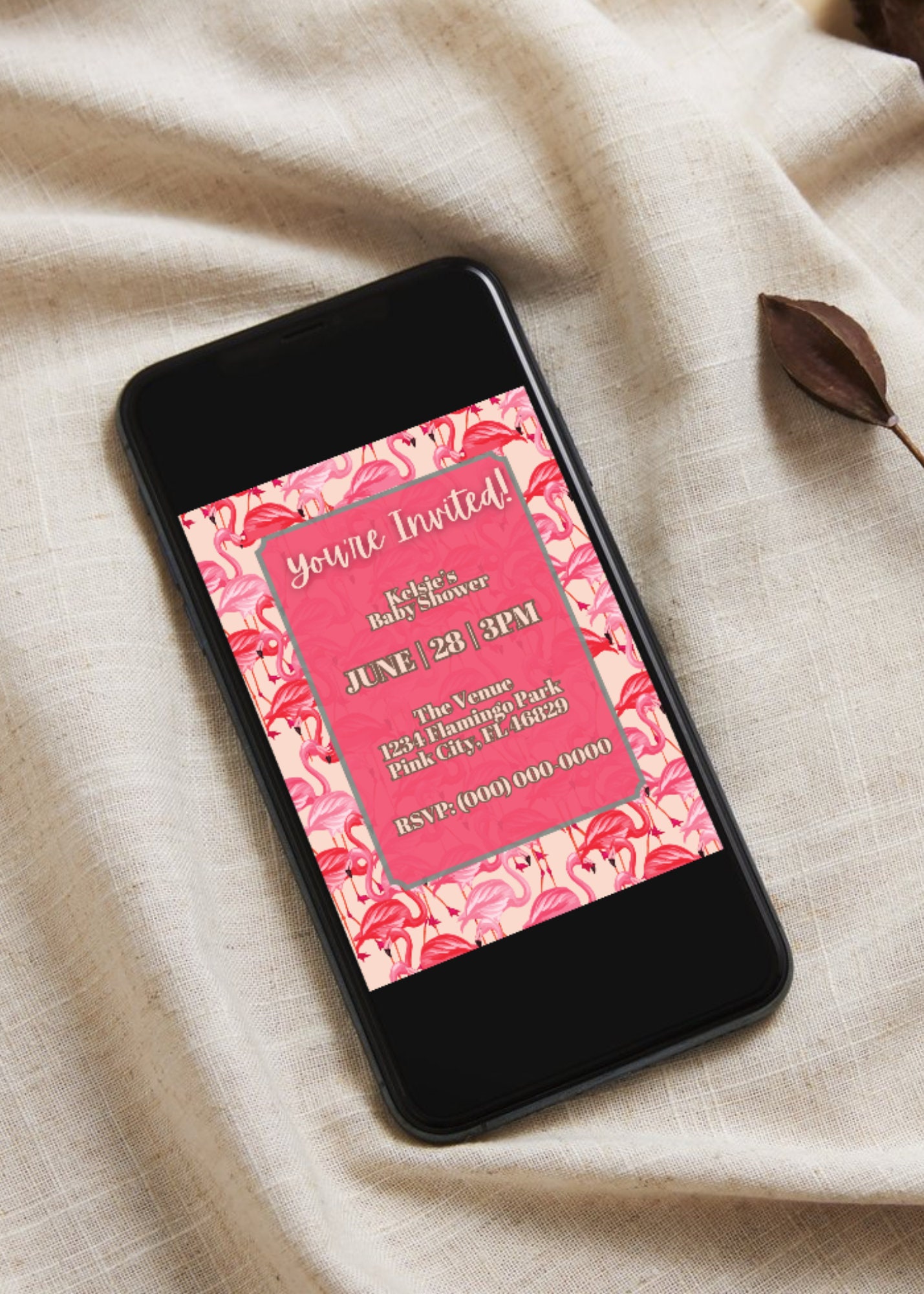 Flamingo Invitation EDITABLE CANVA TEMPLATE - Etsy