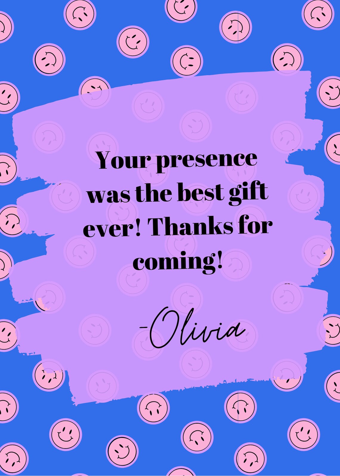 Smiley Birthday Invitation Thank You Card EDITABLE CANVA TEMPLATE - Etsy