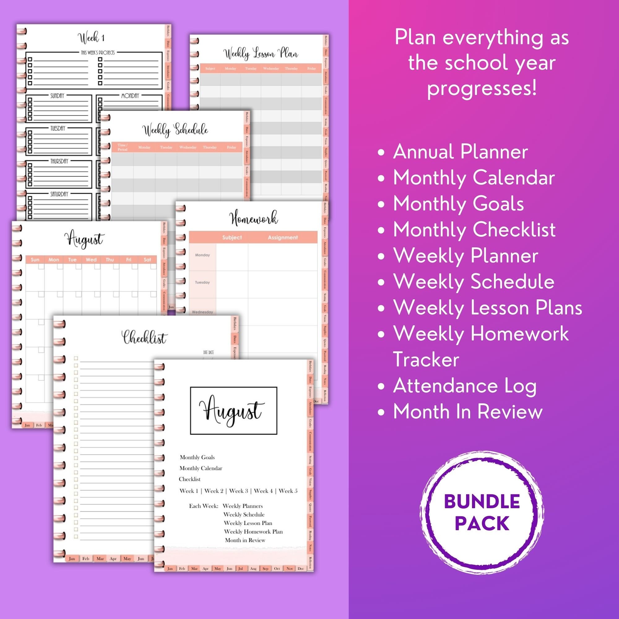 Digital Teacher Planner 2024 - 2025, UNDATED Lesson Planner, Academic ...