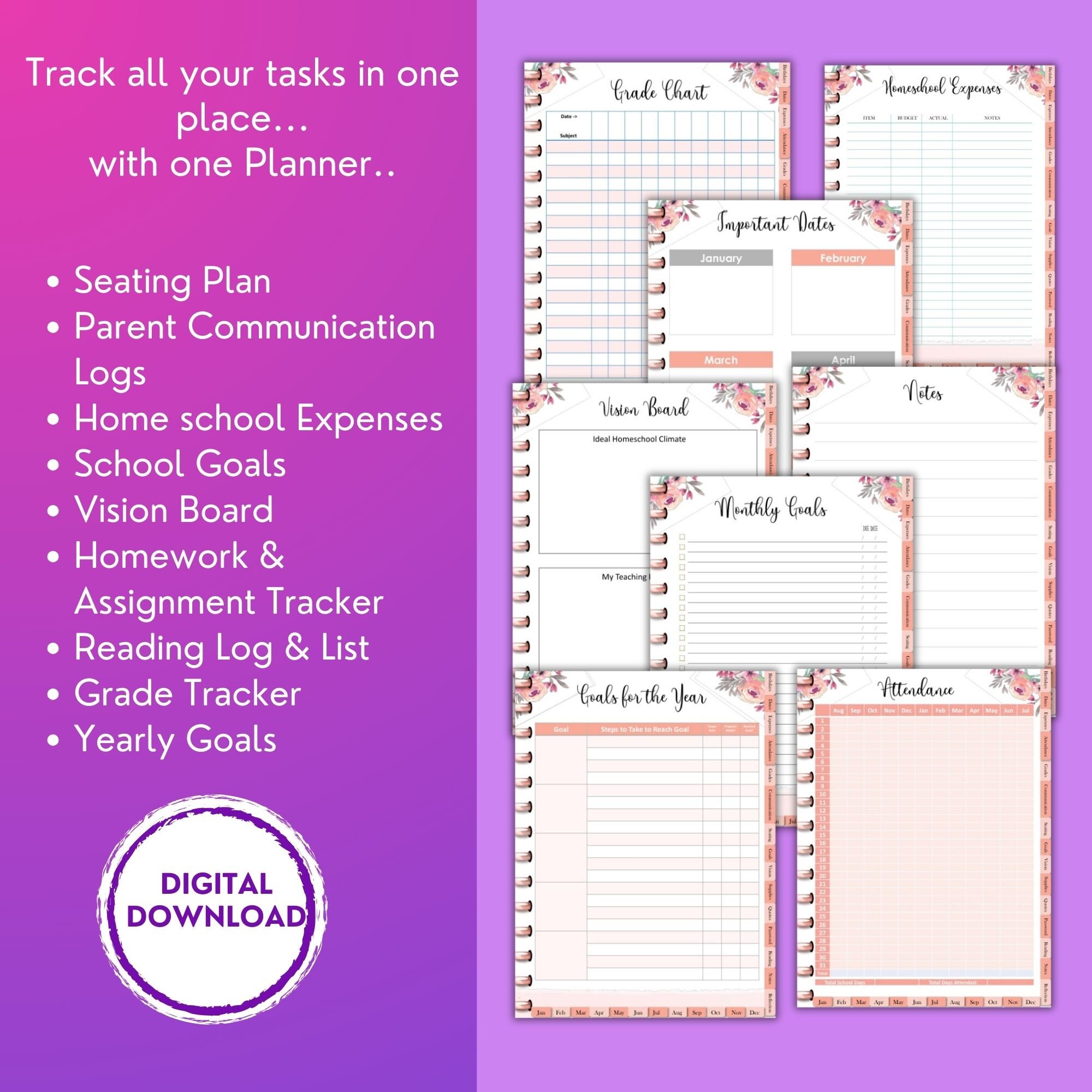 Digital Teacher Planner 2024 - 2025, UNDATED Lesson Planner, Academic ...