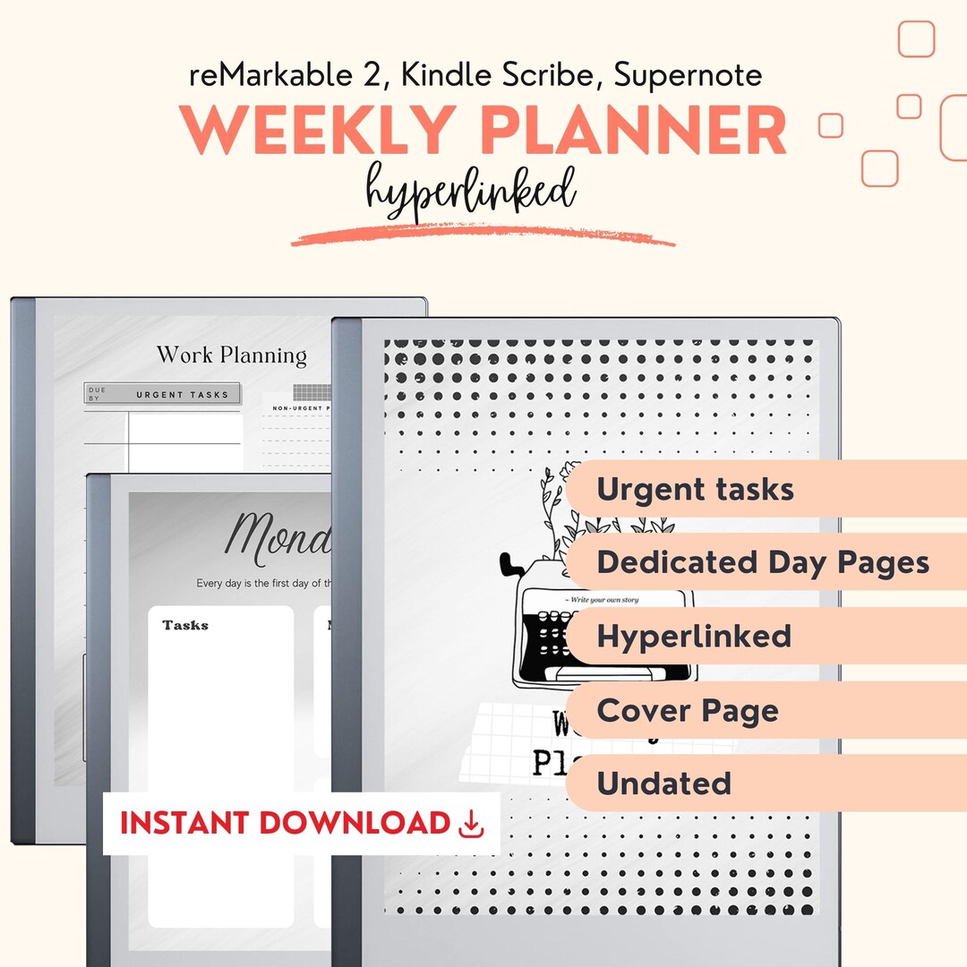 Weekly Planner, Remarkable Templates, Kindle Scribe Templates ...
