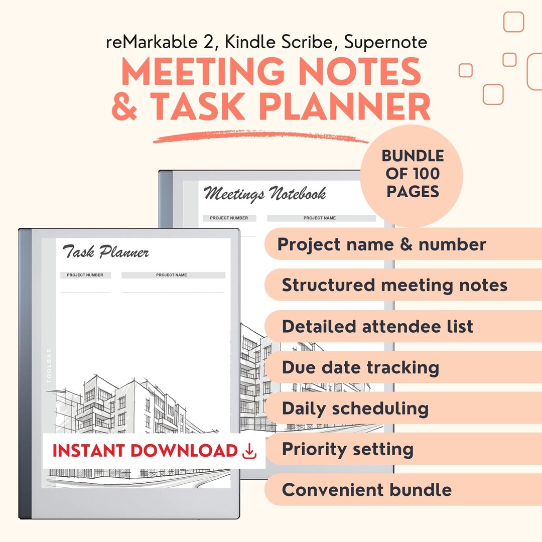 Remarkable 2 Meeting Notes, Task Planner, Project Planner, Remarkable 2 ...