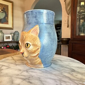Ginger Tabby Cat Vase Hand Thrown and Sculpted From White Stoneware ...