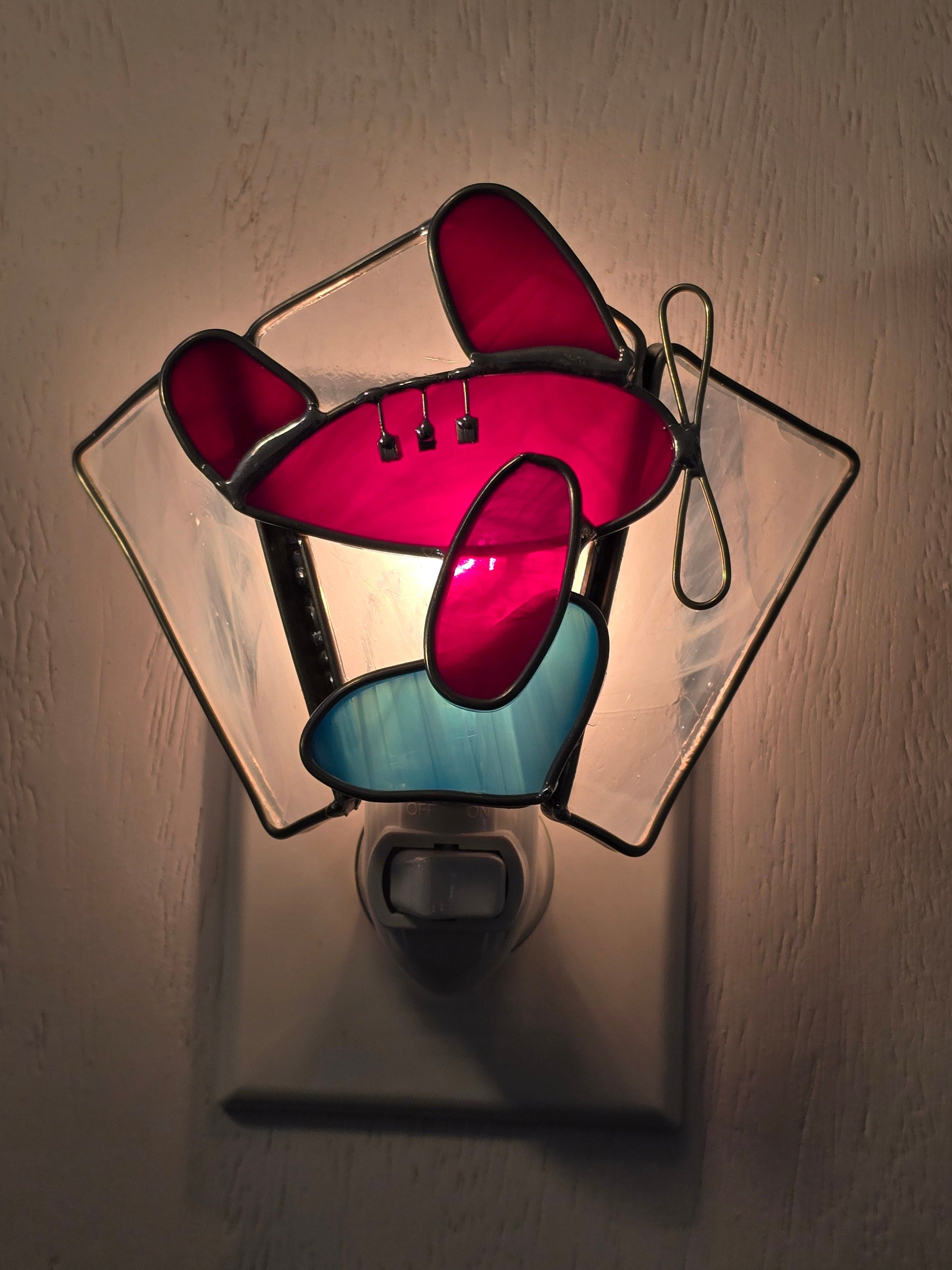 Red Airplane Stain Glass Night Light - Etsy