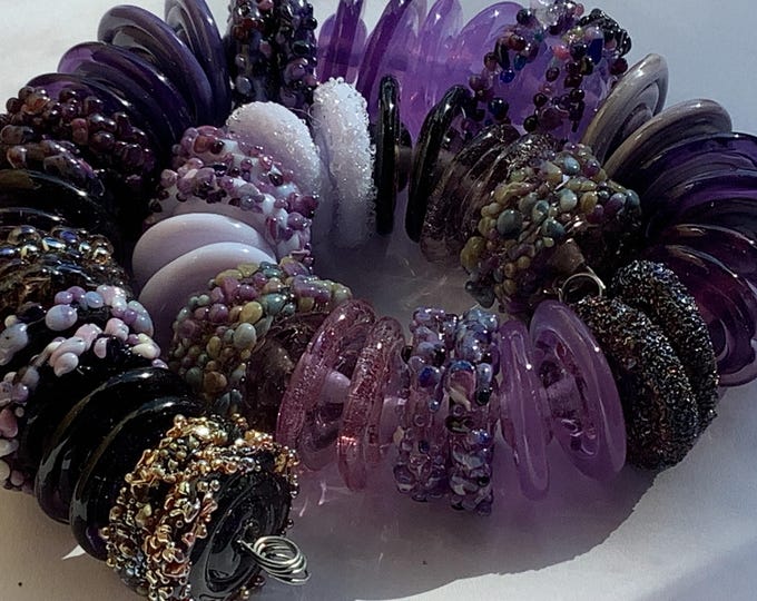 Shades of Violet Purple Handmade Lampwork Glass Beads Rustic Beads ...