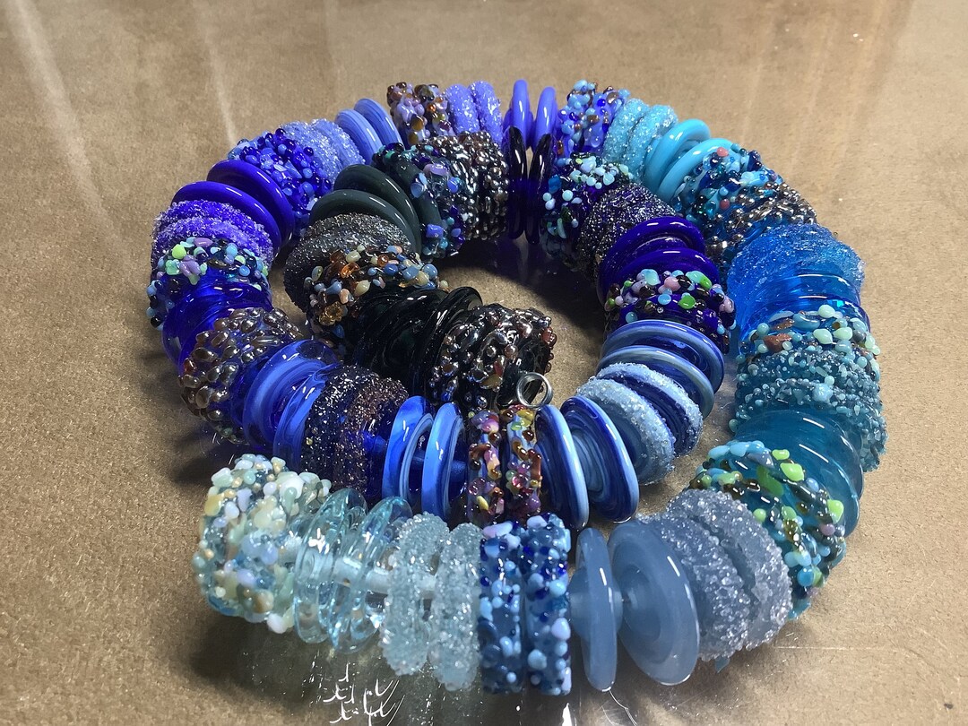 Shades of Blue Handmade Lampwork Glass Beads Rustic Beads Handmade ...