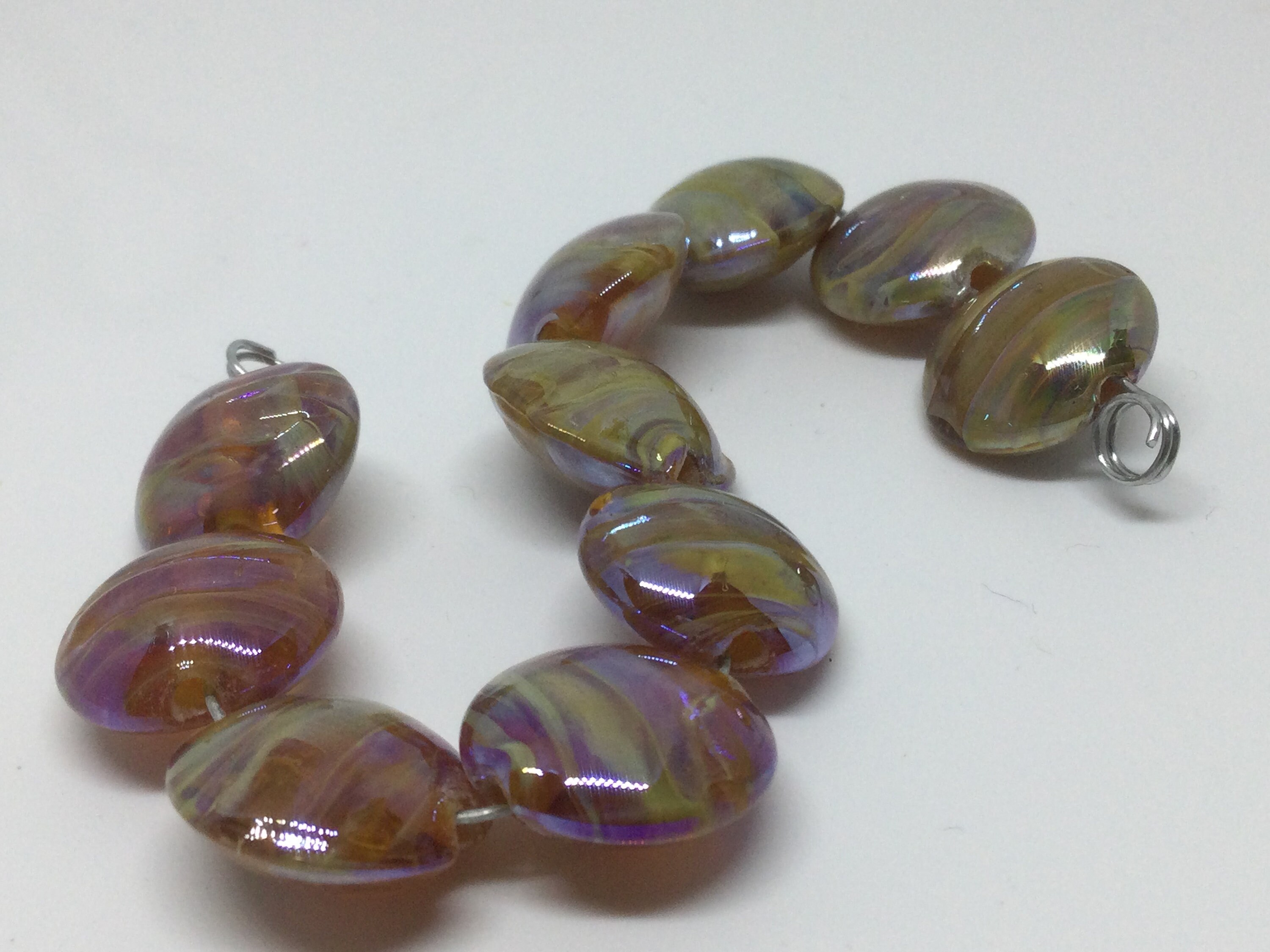 Phoebe Reactive Glass Handmade Glass Lampwork Beads, Lentil 15mm - Etsy
