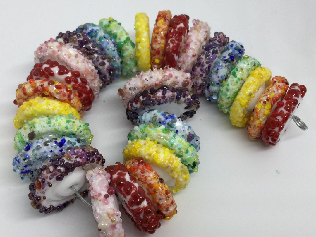 Tiny Rainbows Glass Lampwork Bead Set, 11mm, Round - Etsy