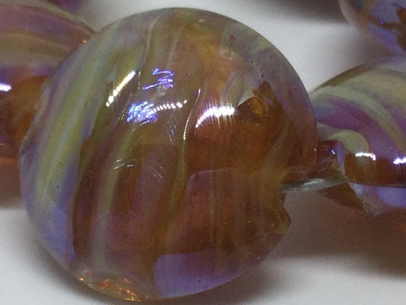 Phoebe Reactive Glass Handmade Glass Lampwork Beads Lentil | Etsy