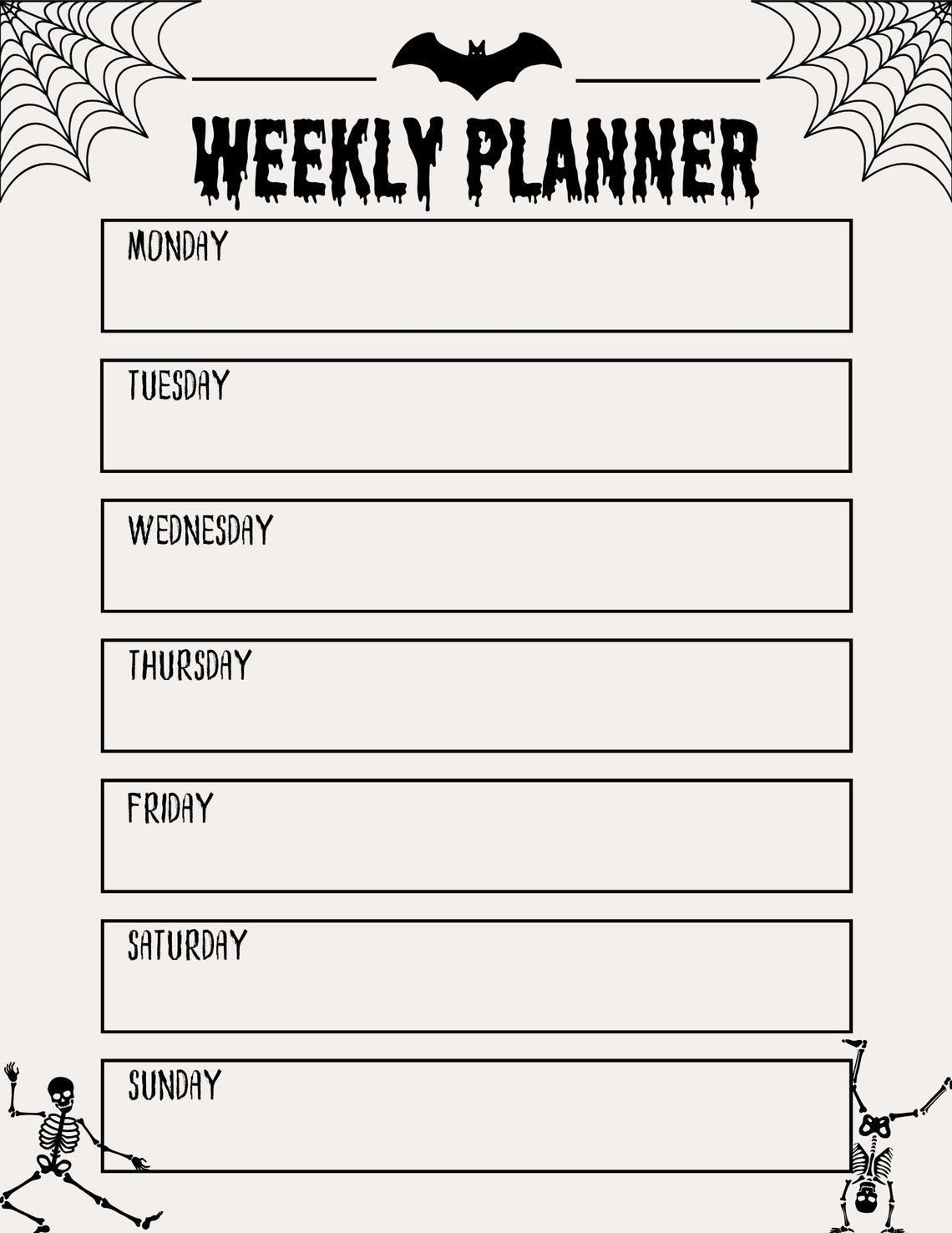 Spooky Weekly Planner - Editable Canva Template - Etsy