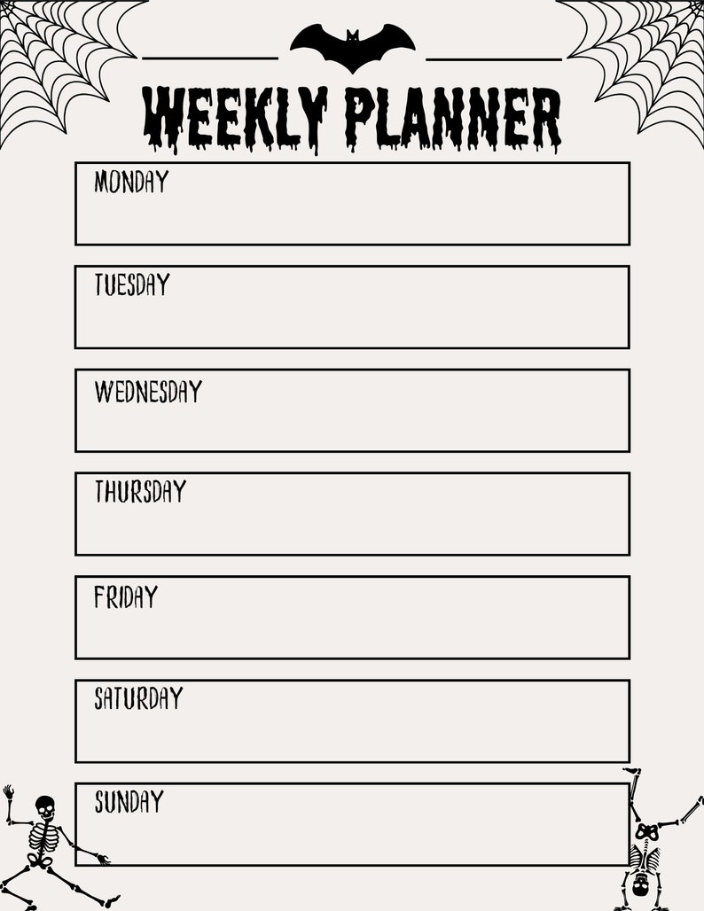 Spooky Weekly Planner - Editable Canva Template - Etsy