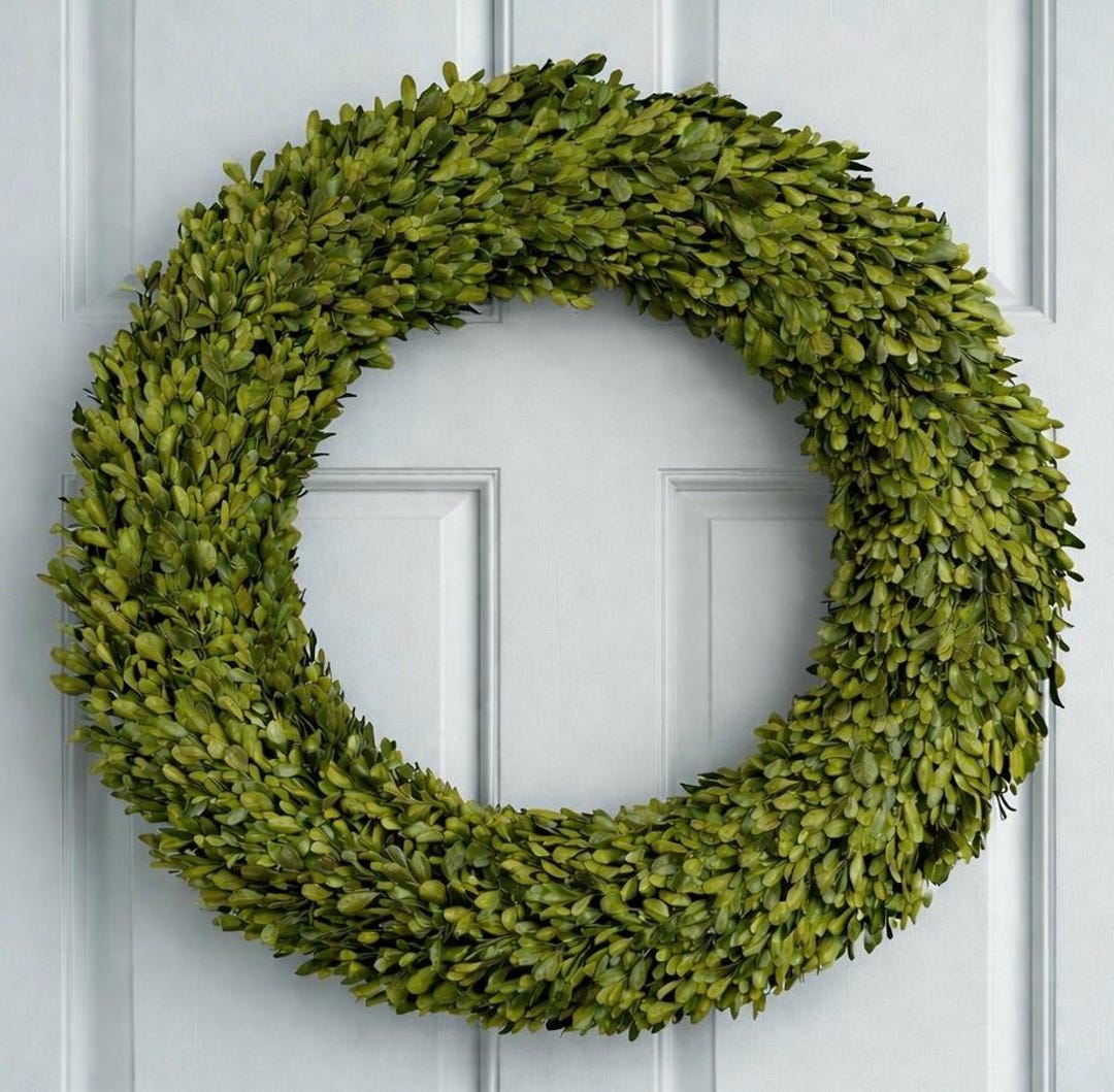 Preserved Boxwood Wreath | 20” or 24” | Real Greenery | Classic Front ...