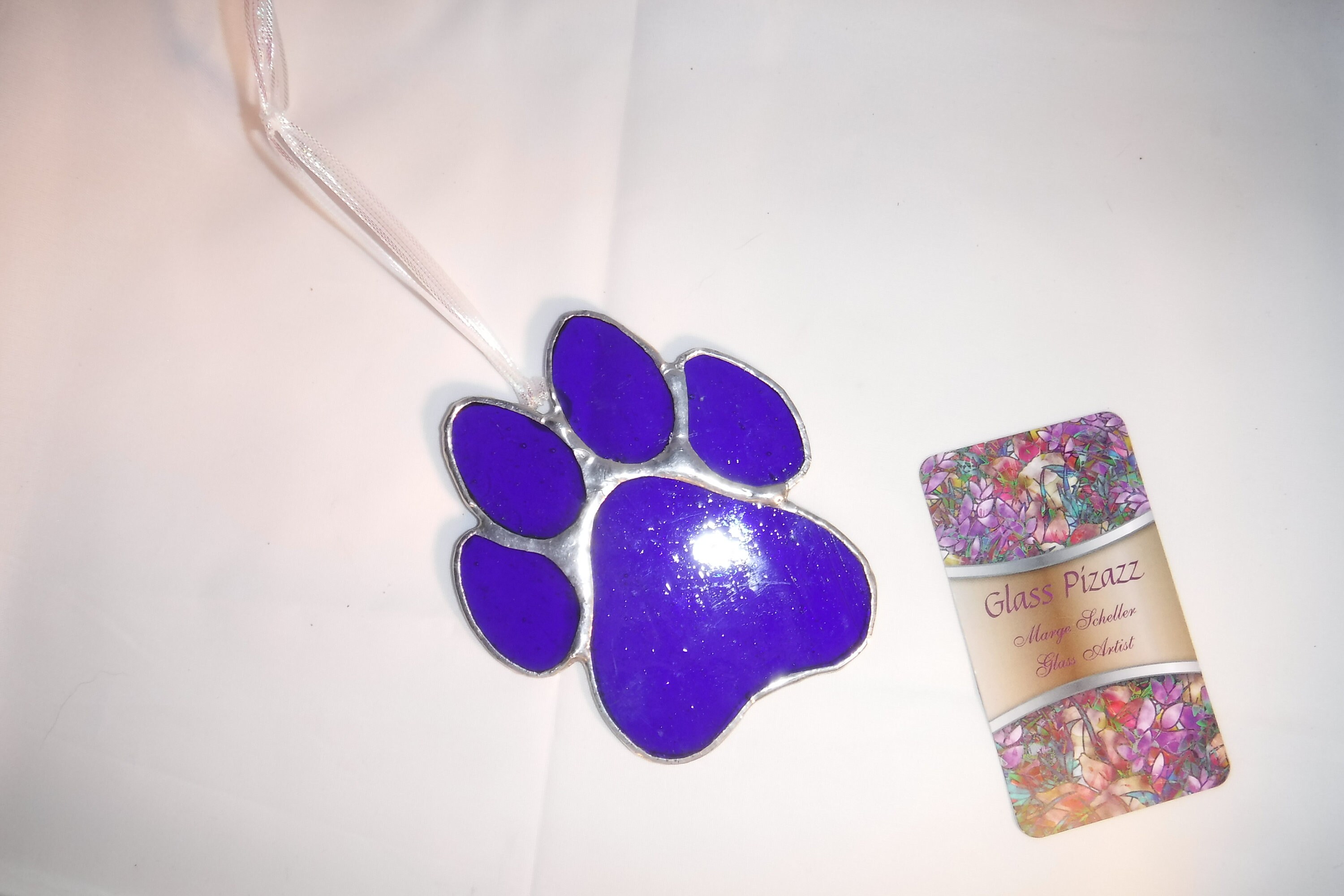 Royal Blue Stained Glass Dog Paw - Etsy