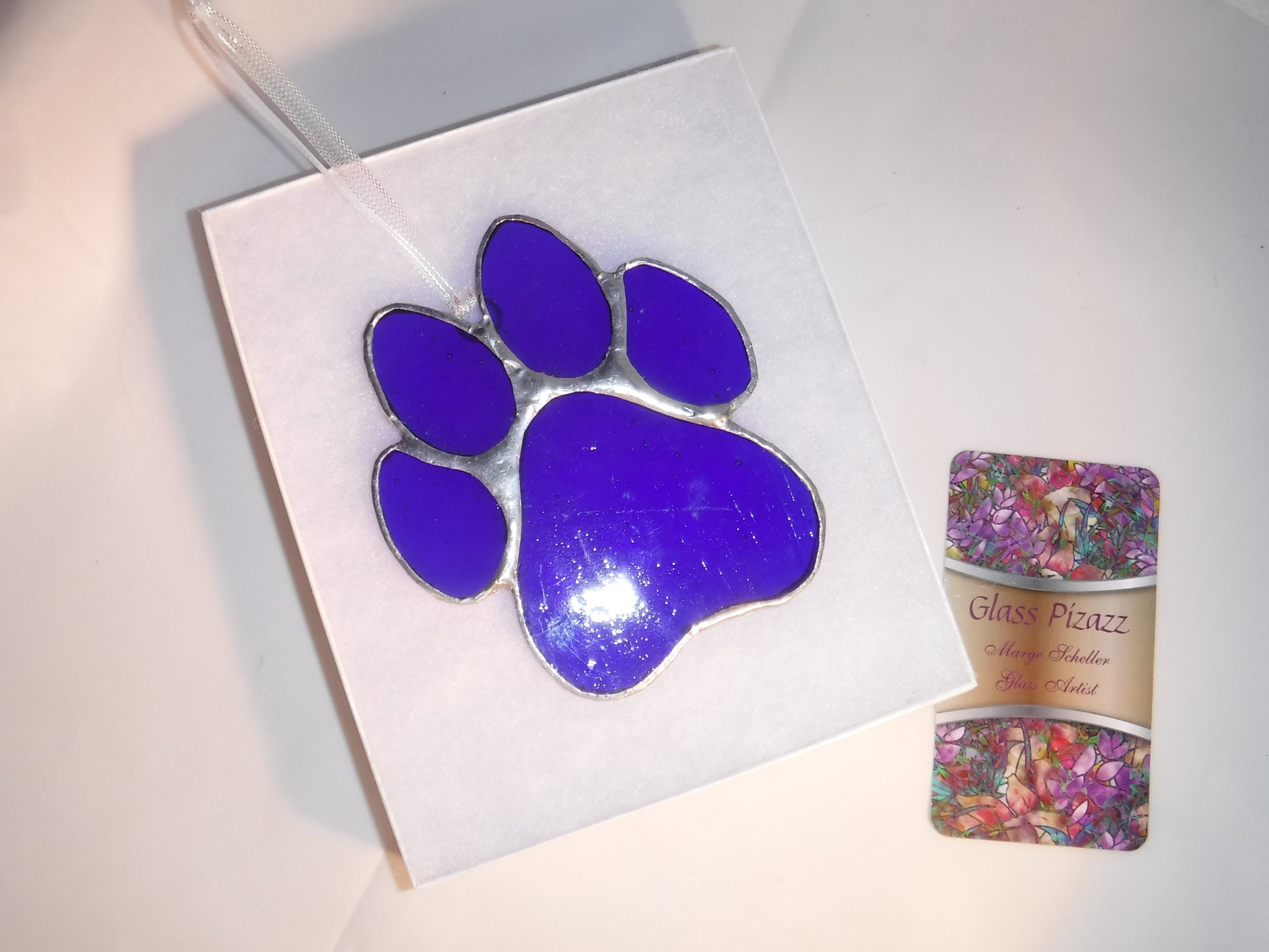 Royal Blue Stained Glass Dog Paw - Etsy