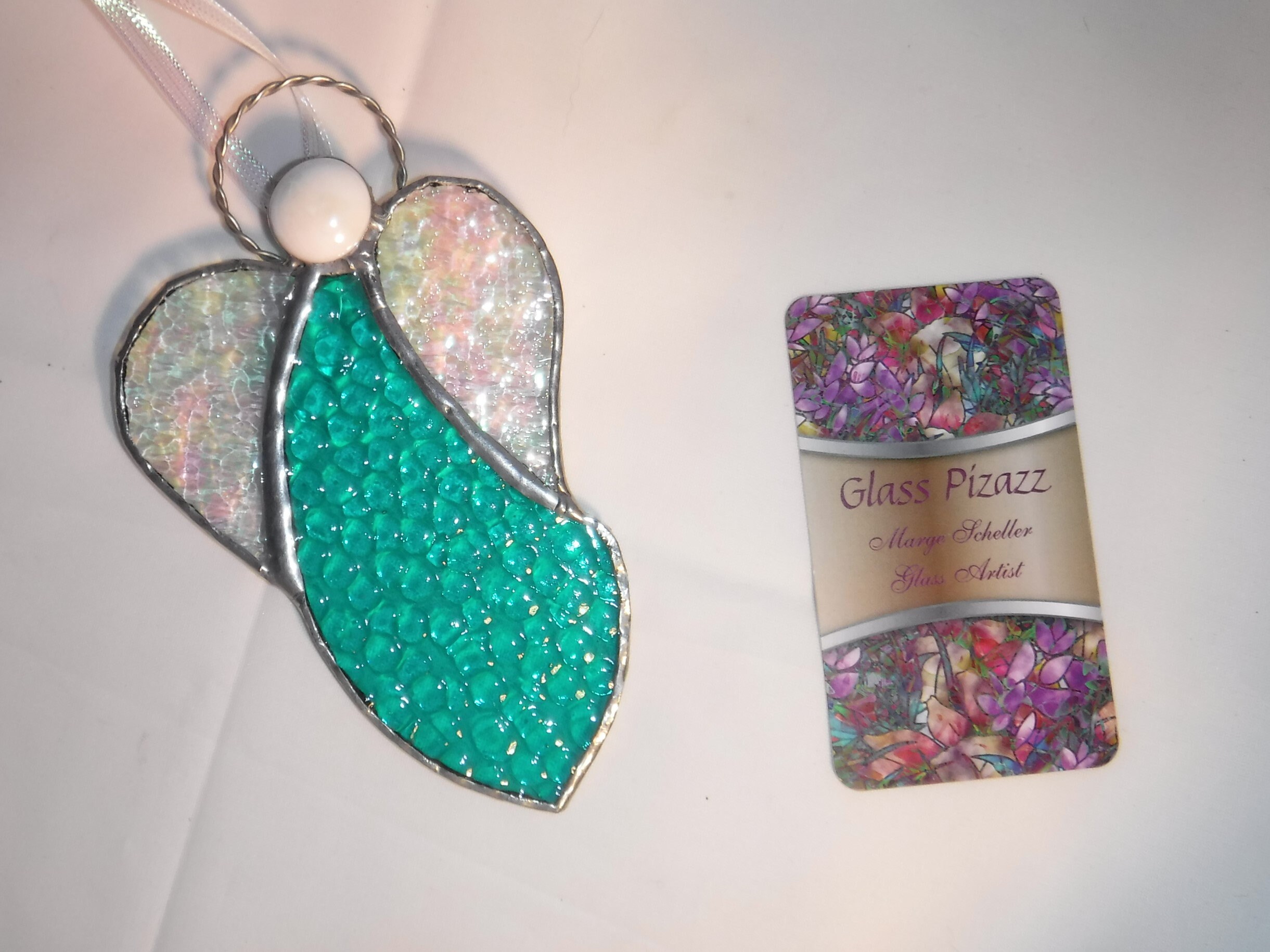 Teal Cobblestone Stained Glass Angel Ornament, Angel Suncatcher - Etsy